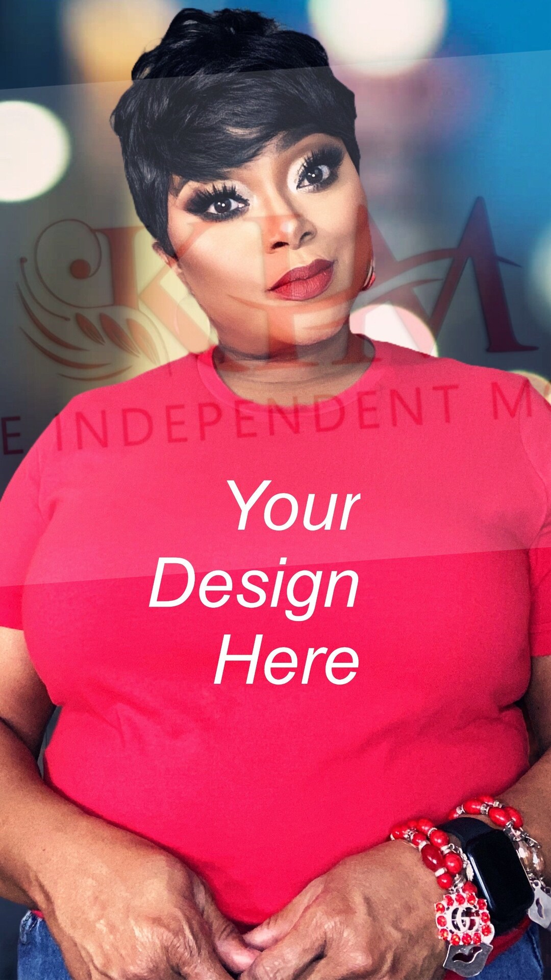 Red Gildan G500 T-shirt Mockup Mockup African American Model Mockup ...