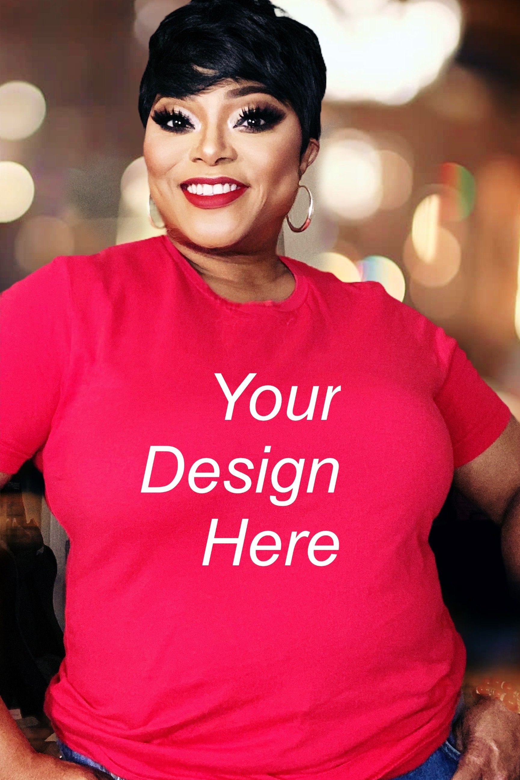 Red Gildan G500 T-shirt Mockup Mockup African American Model Mockup ...