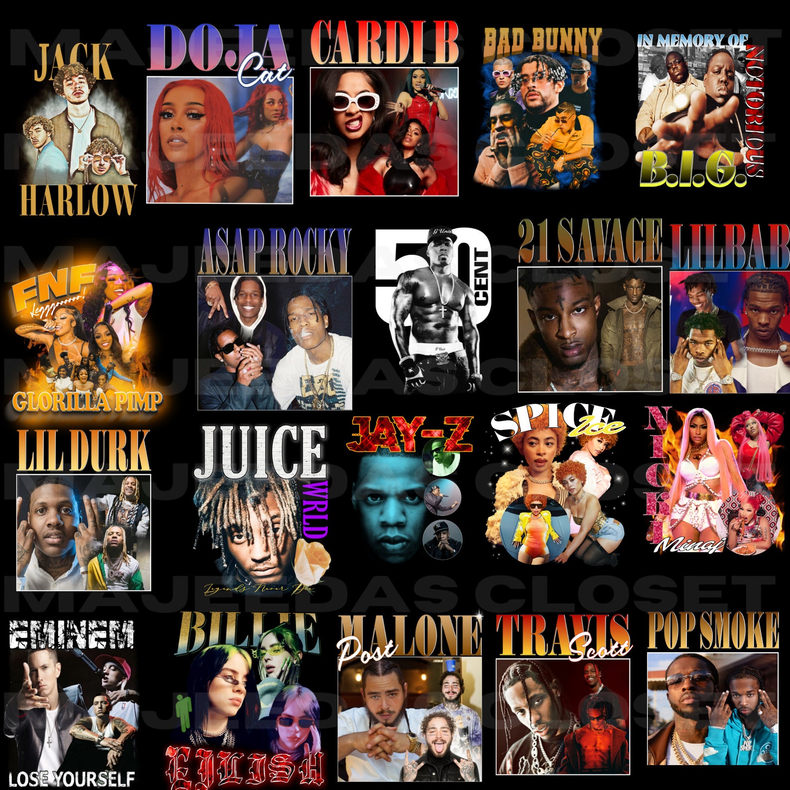 Rap Tee Png Bundle Digital Download 20 Png Files Rapper Sublimation ...