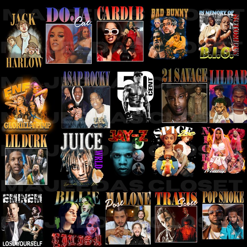 Rap Tee Png Bundle Digital Download 20 Png Files Rapper Sublimation ...