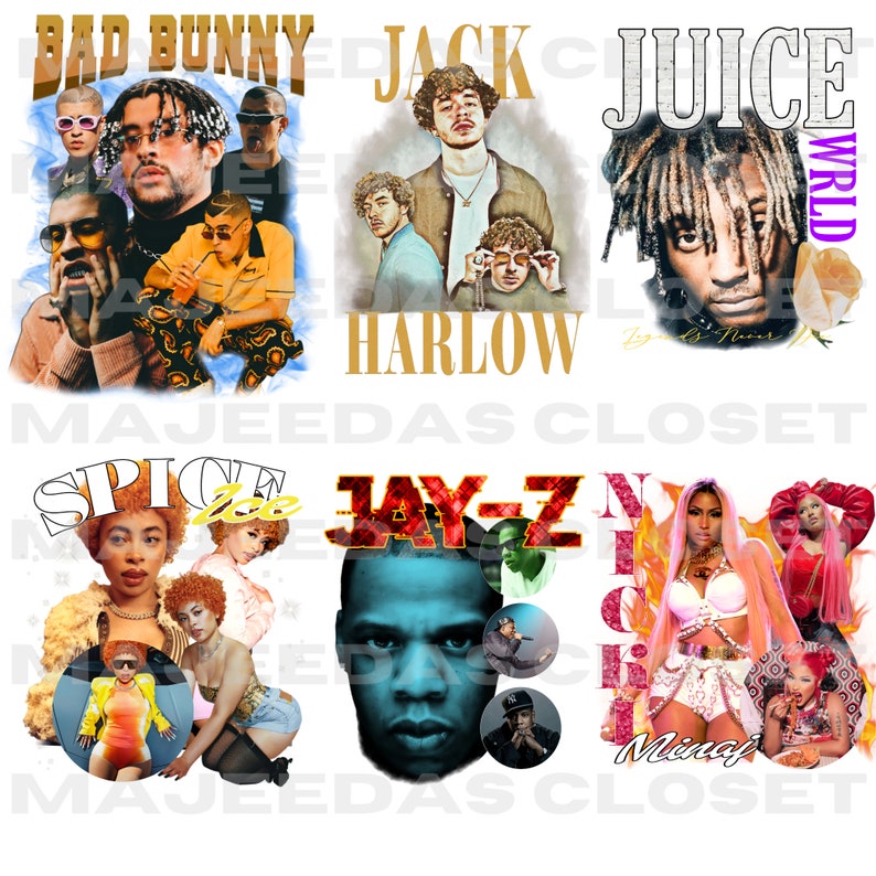 Rap Tee Png Bundle Digital Download 20 Png Files Rapper Sublimation ...