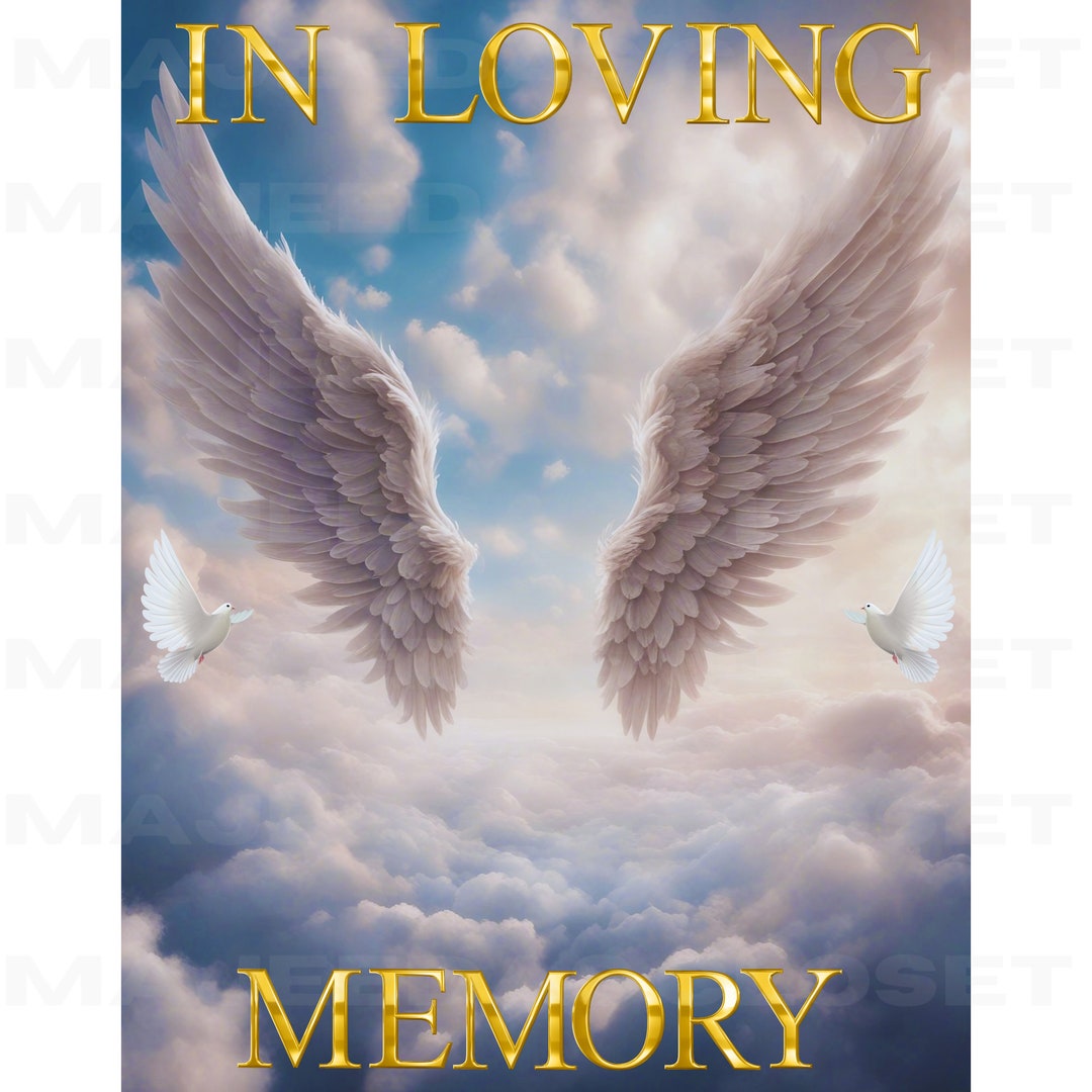 In Loving Memory Png, Heaven Angel Wings Png, Memorial Png, Instant ...