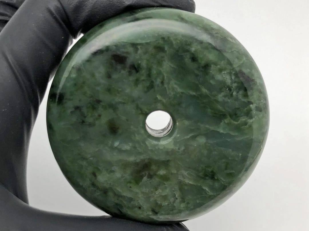 Nephrite Jade Pi Disc Pendant, Statement Jewelry, Feng Shui Decor ...