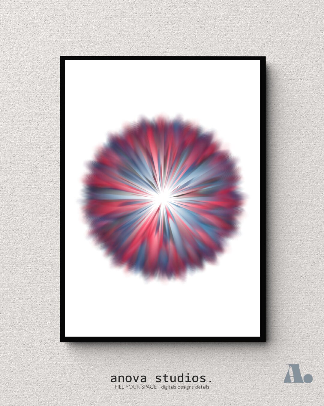Circle Vortex Digital Design Art Print Red/blue With White - Etsy