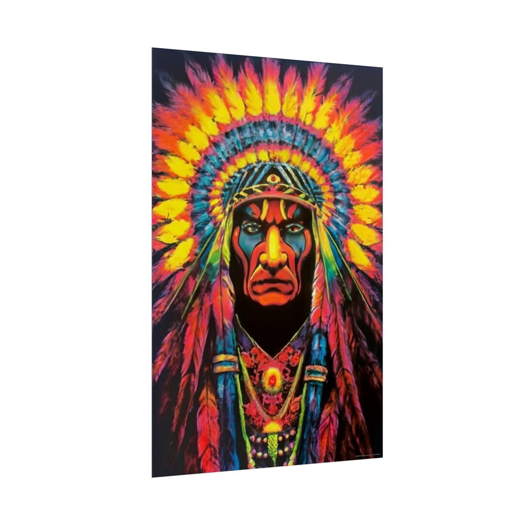 Psychedelic Native Chief Psychdelic Art Poster 24 X 36 - Etsy