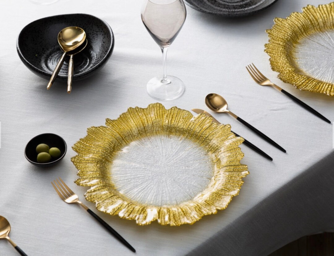 Gold Flower Shaped Chargers Set of Four - Etsy