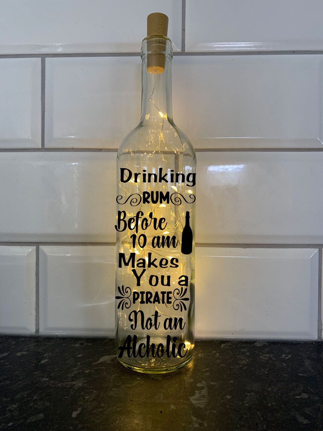 LED Light up Bottle Decorative Gift Friend Birthday Rum and Pirate 023 ...