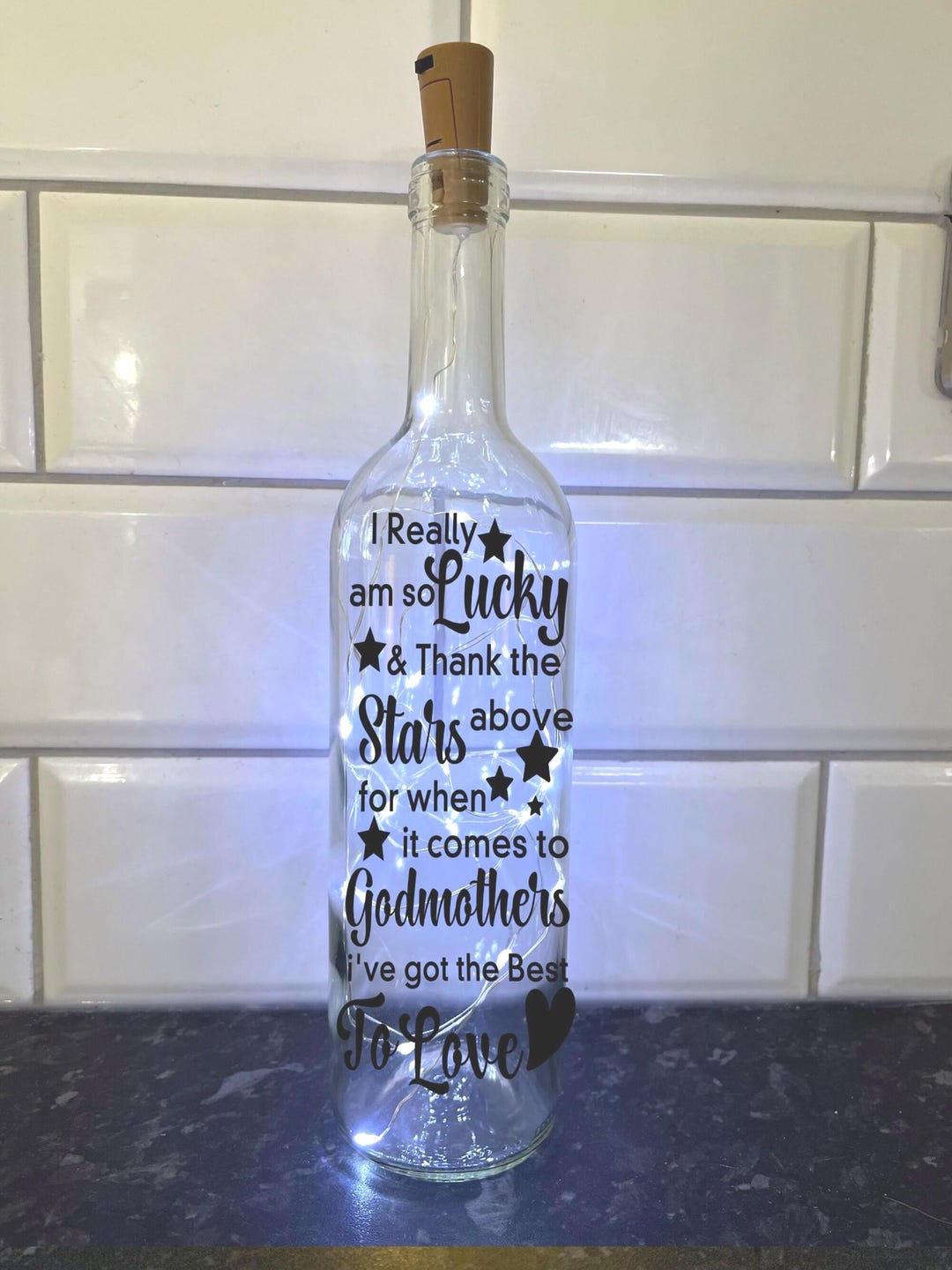 LED Light up Bottle: Godmother Gift, Decorative Wine Bottle - Etsy