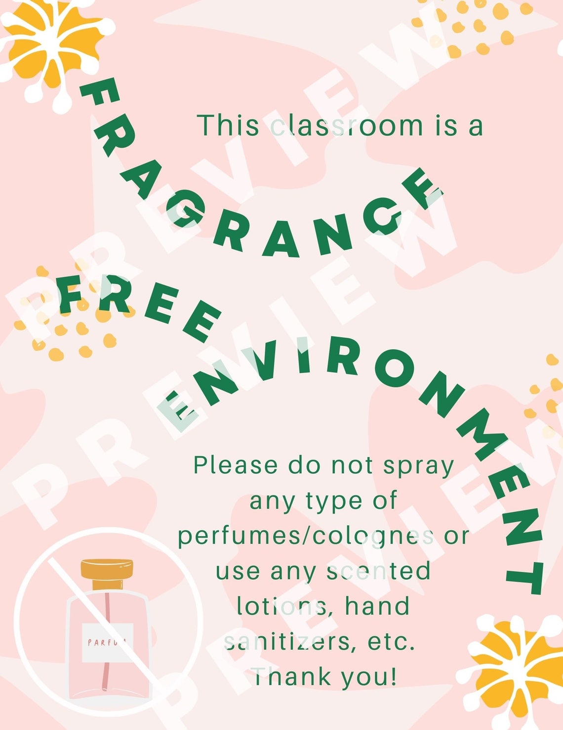 Fragrance Free Classroom Poster - Etsy
