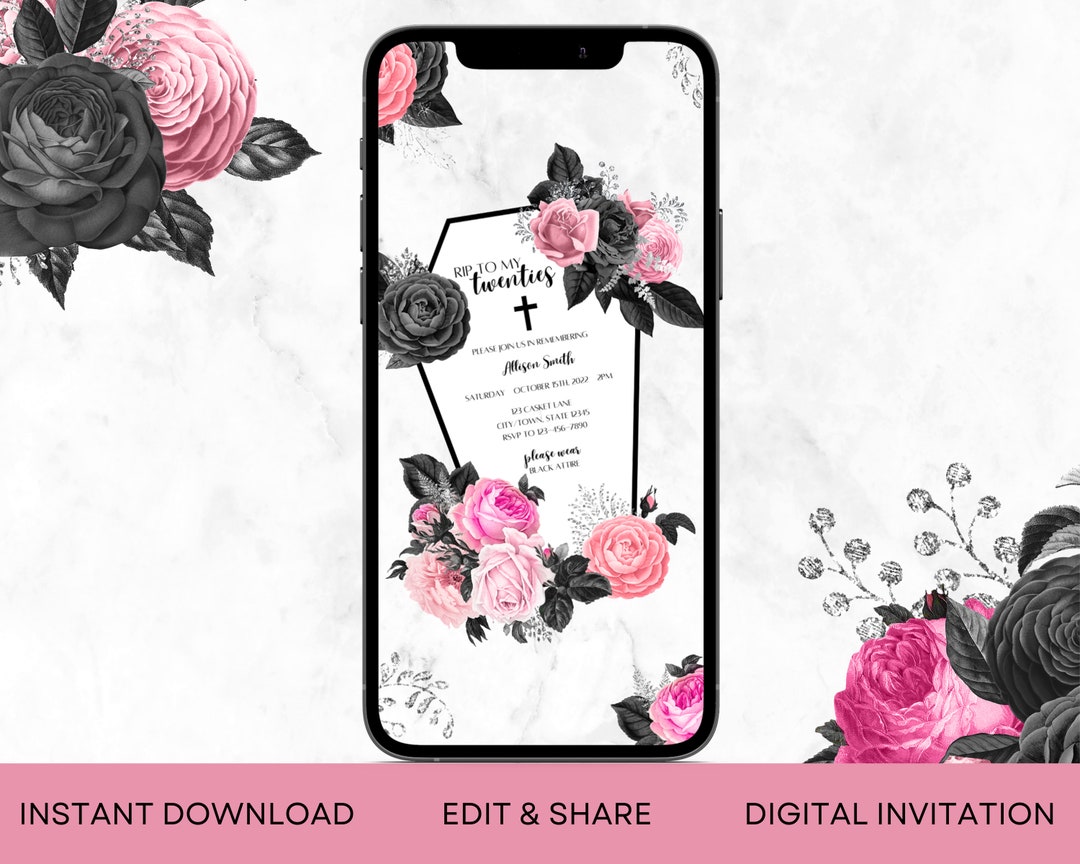 RIP Twenties Birthday Party Invitation, Funeral Birthday, Gothic, RIP ...