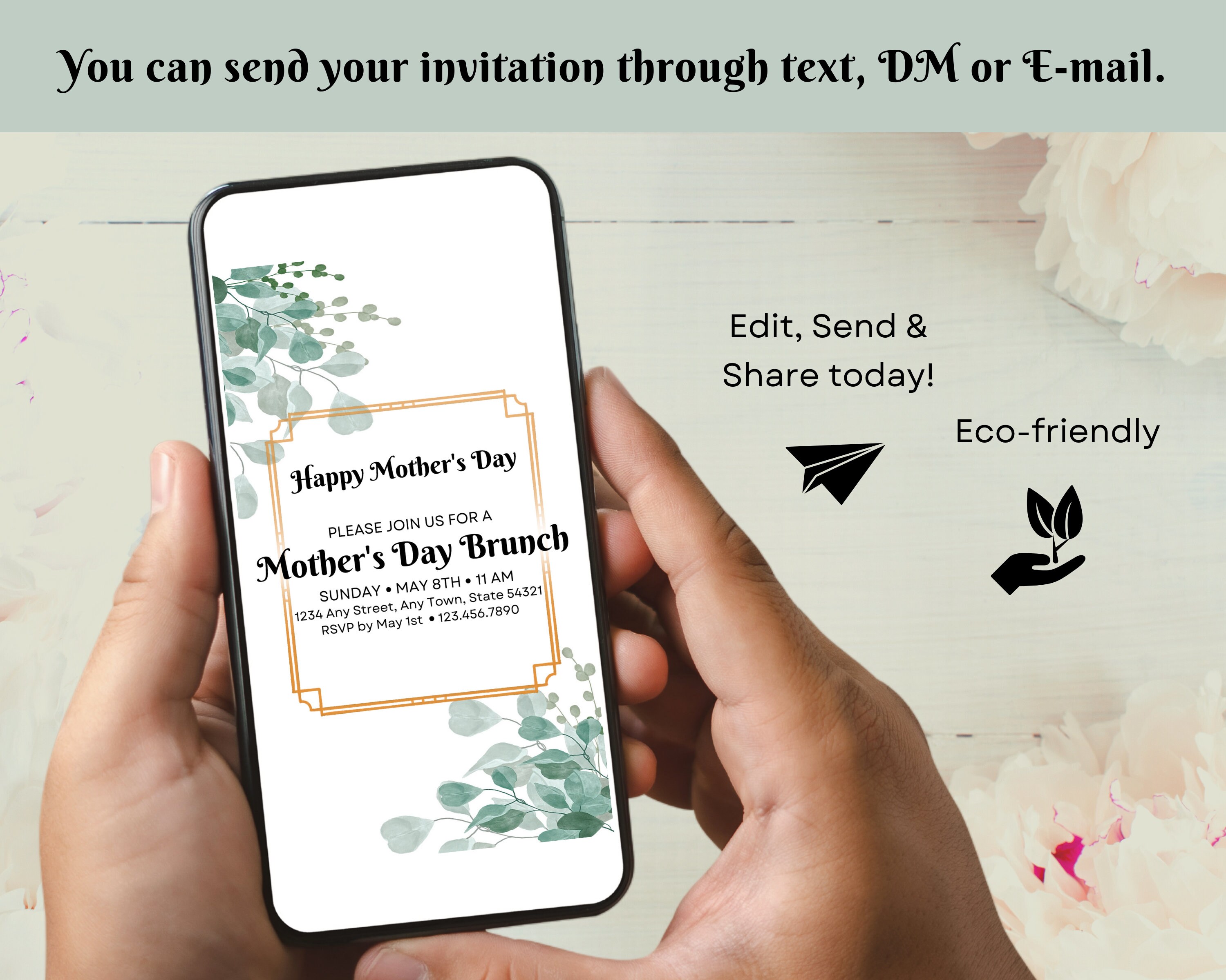 Mother's Day Brunch Invitation, Digital Invitation, Brunch Invite ...