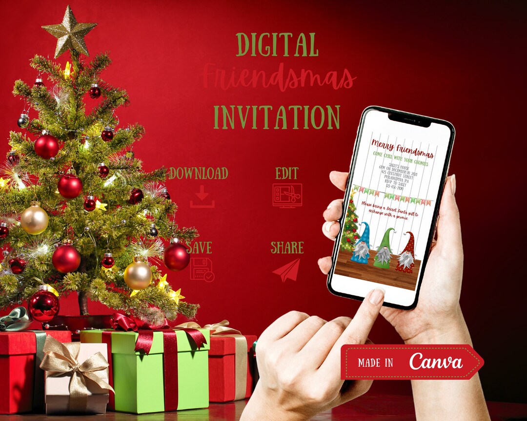 Digital Christmas Party Invitation, Friendsmas Party Evite ...