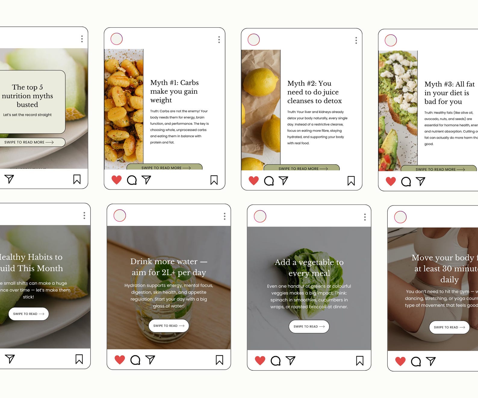 Instagram Carousel Template for Nutritionists, Wellness Seamless ...