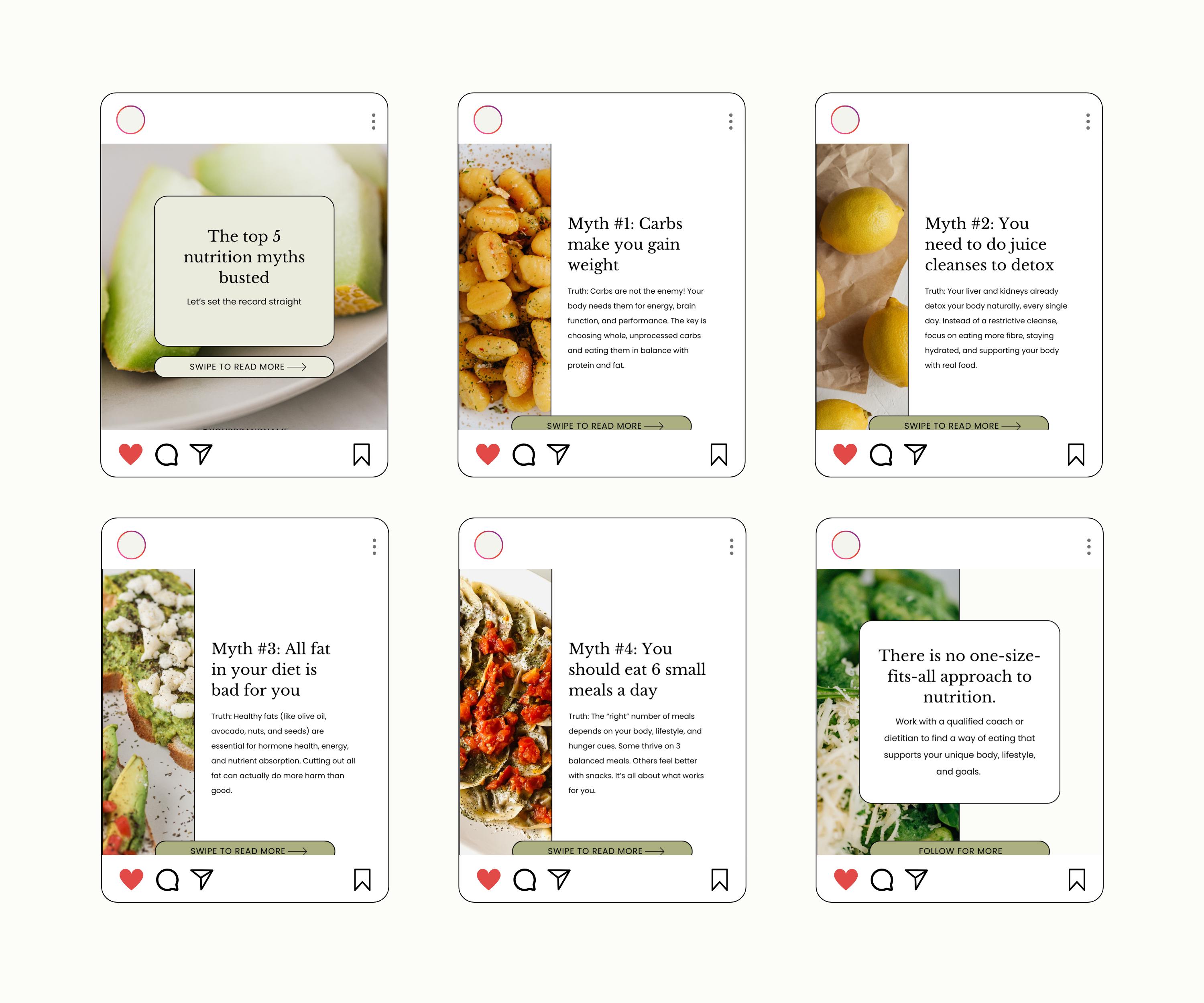 Instagram Carousel Template for Nutritionists, Wellness Seamless ...