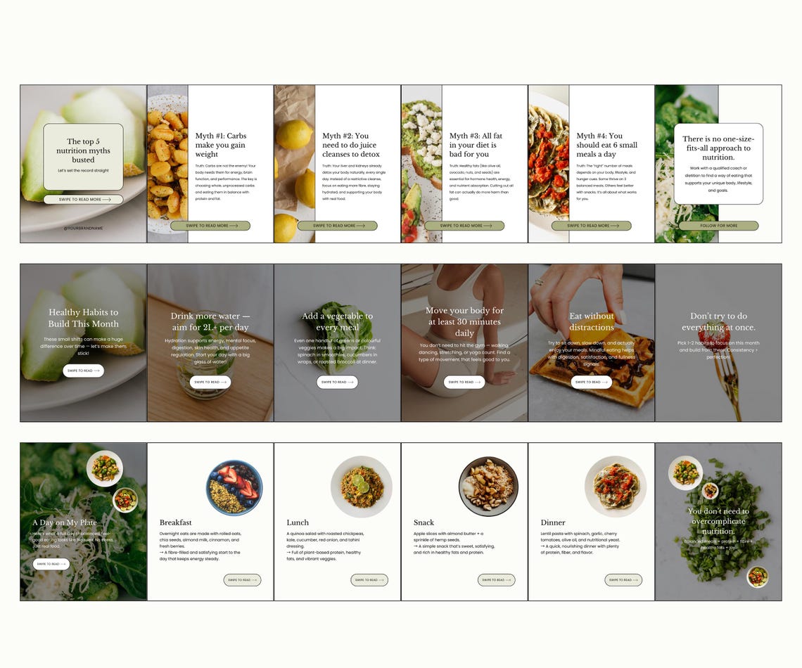 Instagram Carousel Template for Nutritionists, Wellness Seamless ...