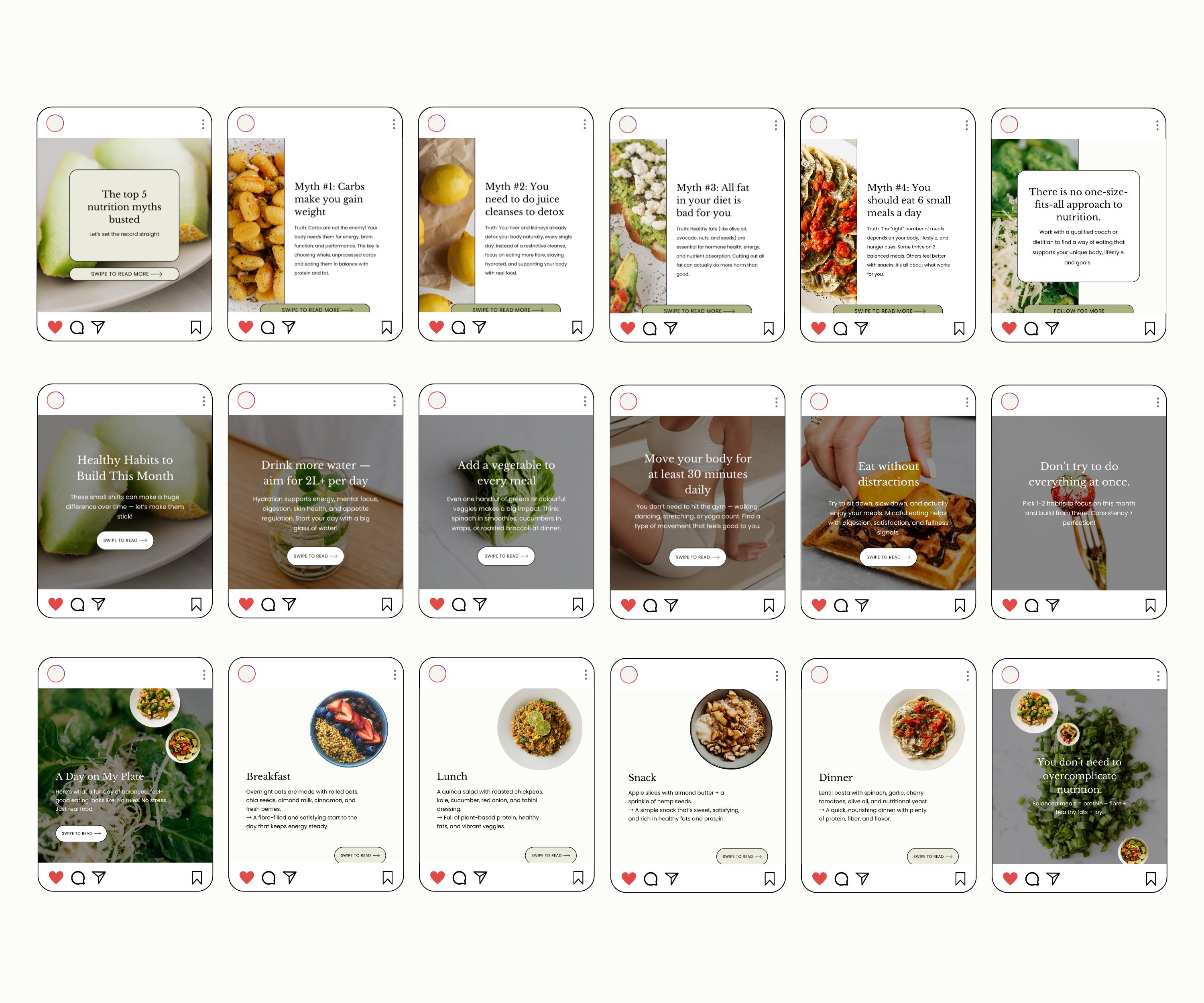Instagram Carousel Template for Nutritionists, Wellness Seamless ...