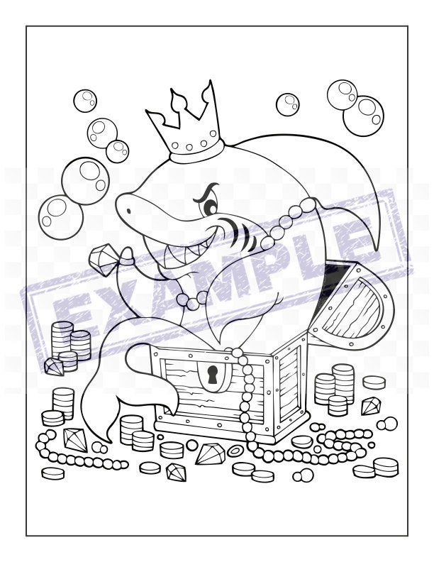 Cute Shark Coloring Pages – 40 Printable Designs (PDF) - Etsy