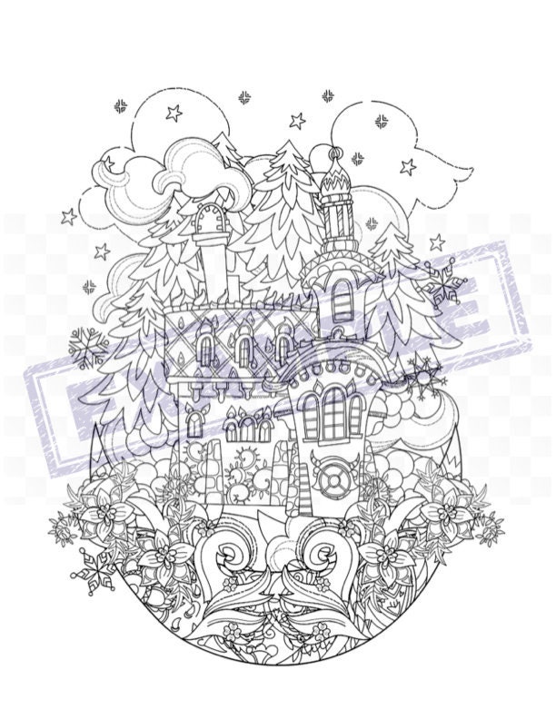 20 Unique, Detailed Christmas Coloring Pages - PDF, Full Pages 8x11 ...