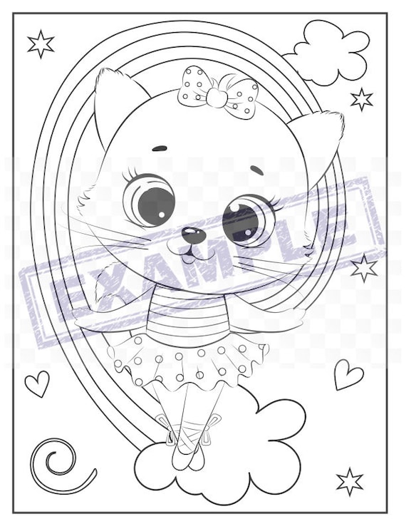 Adorable KITTEN Coloring Pages PDF 21 Full Pages Cute | Etsy
