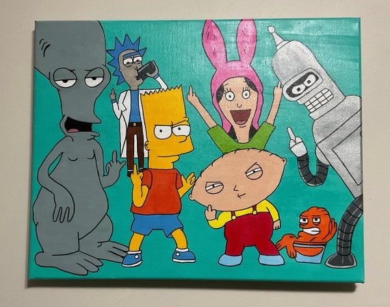 Cartoon Canvas Painting | Etsy