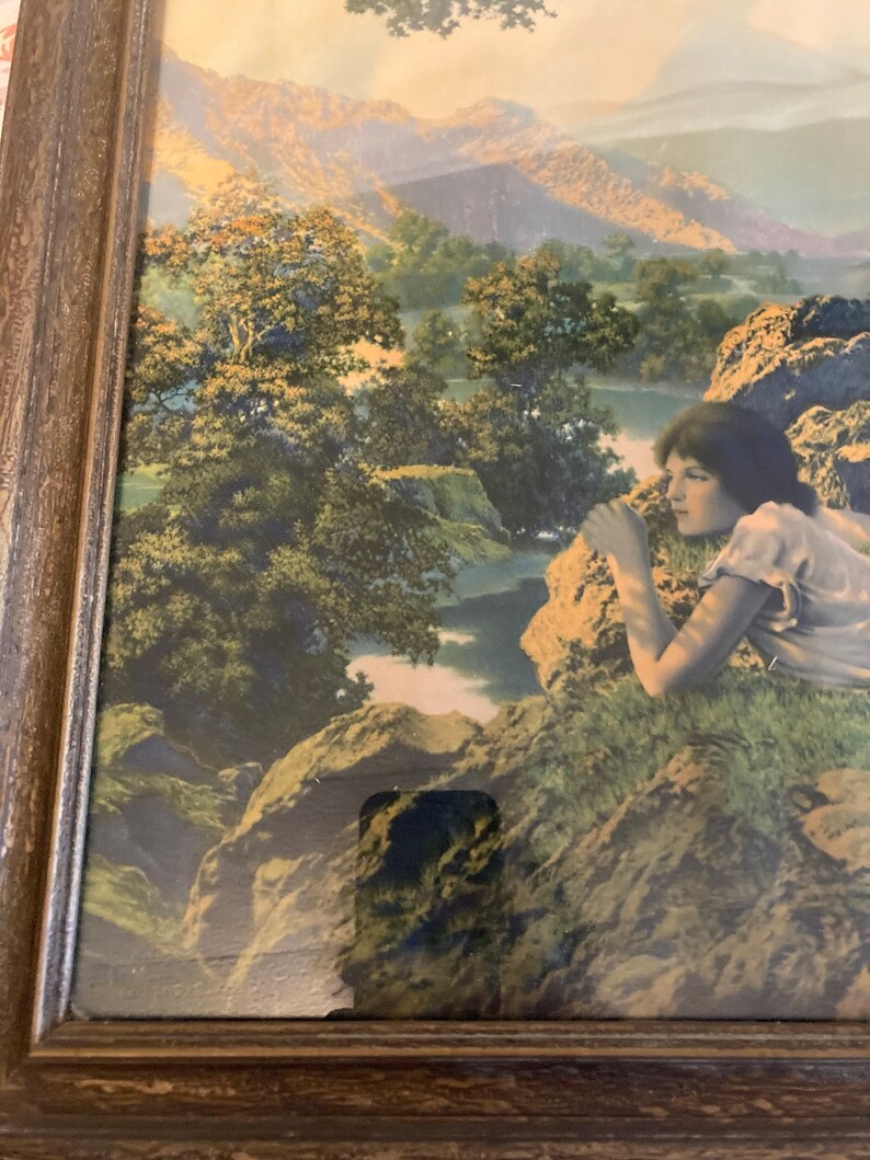 1927 Maxfield Parrish hilltop Framed 16 3/4x30 1/2 Original 1927 ...