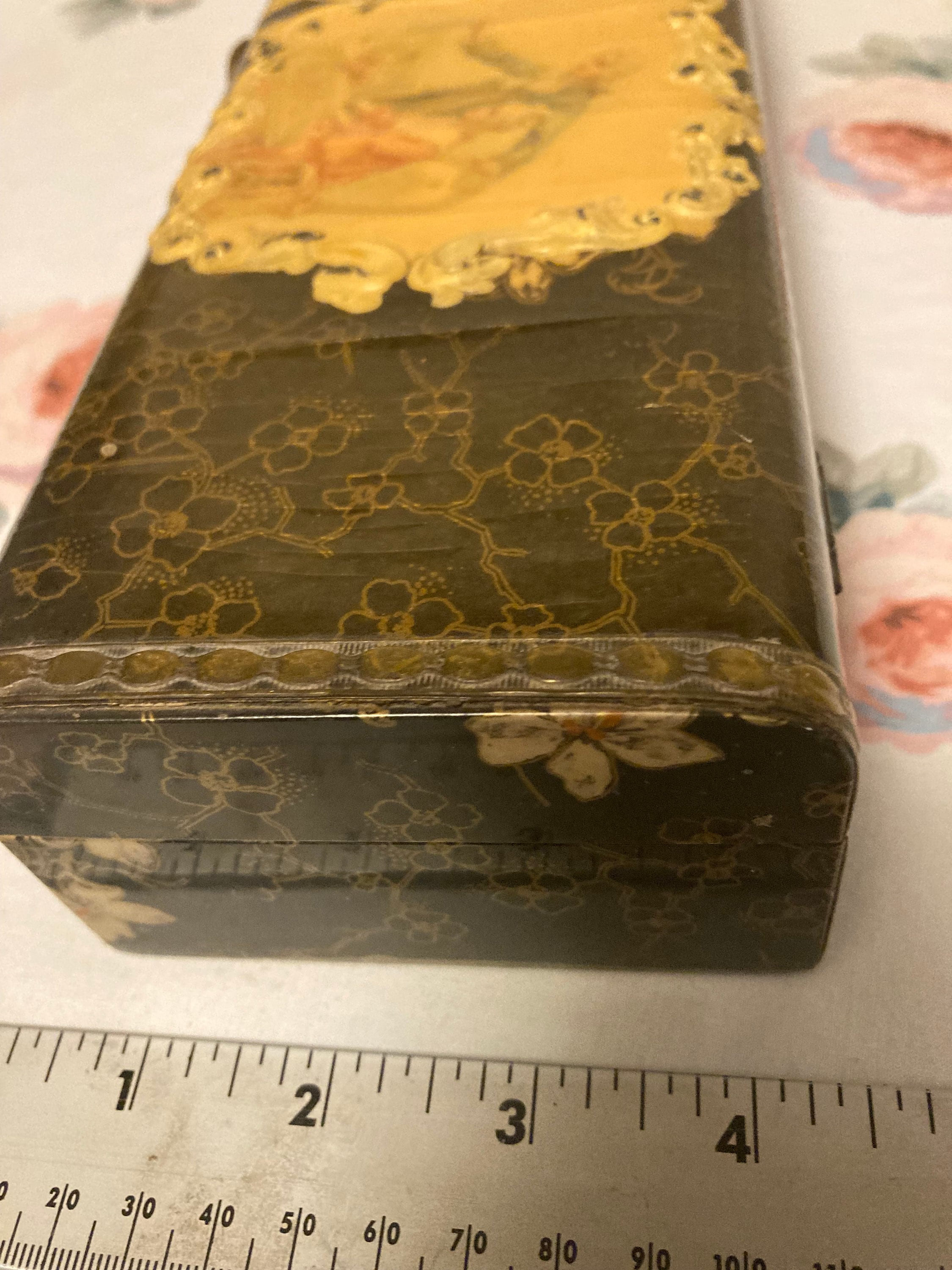 Victorian Era Celluloid Necktie Box With Picture of a Couple Playing ...