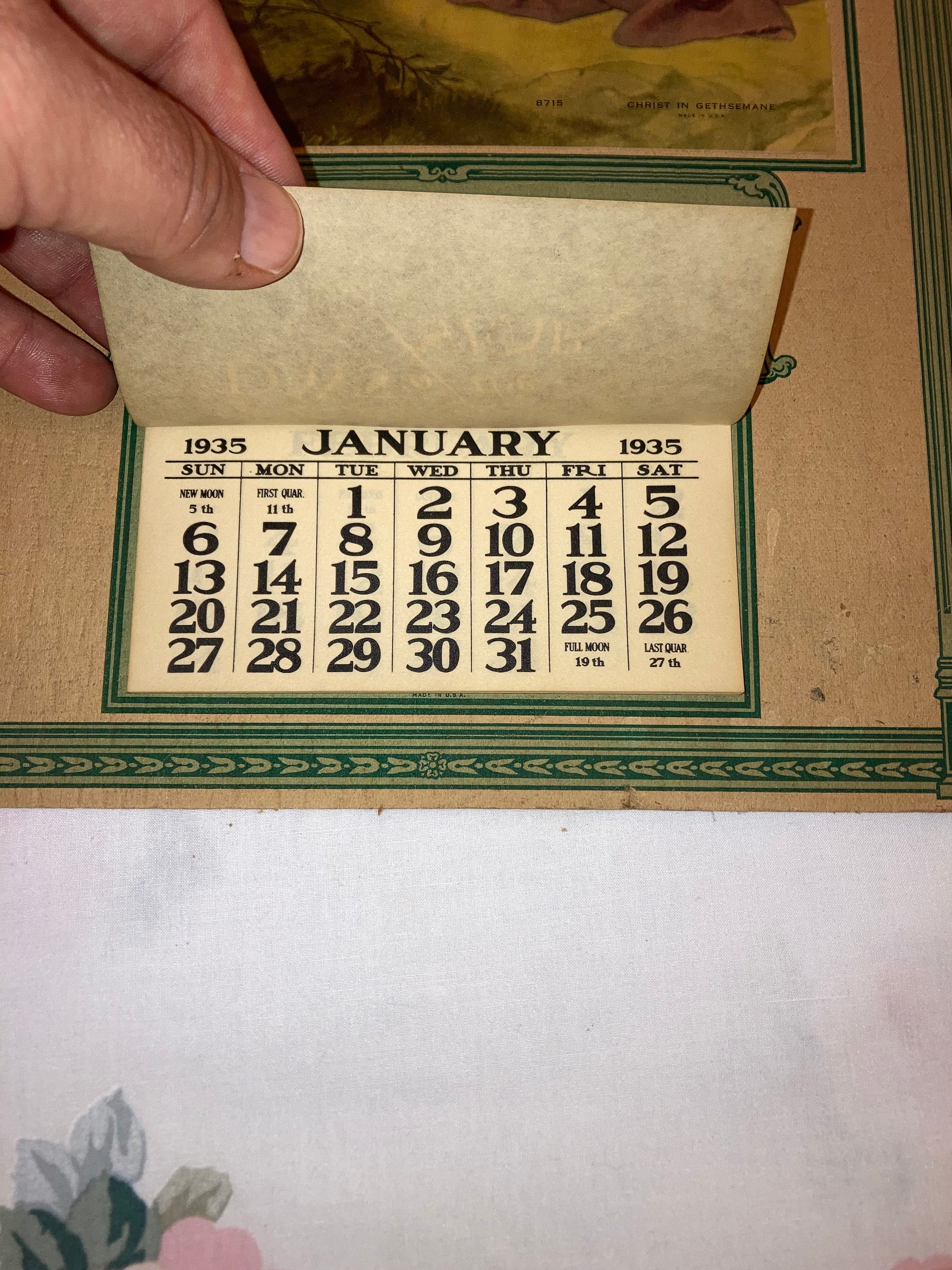 1935 Calendar With Lithographic Art "christ in Gethsemane" by Heinrich ...