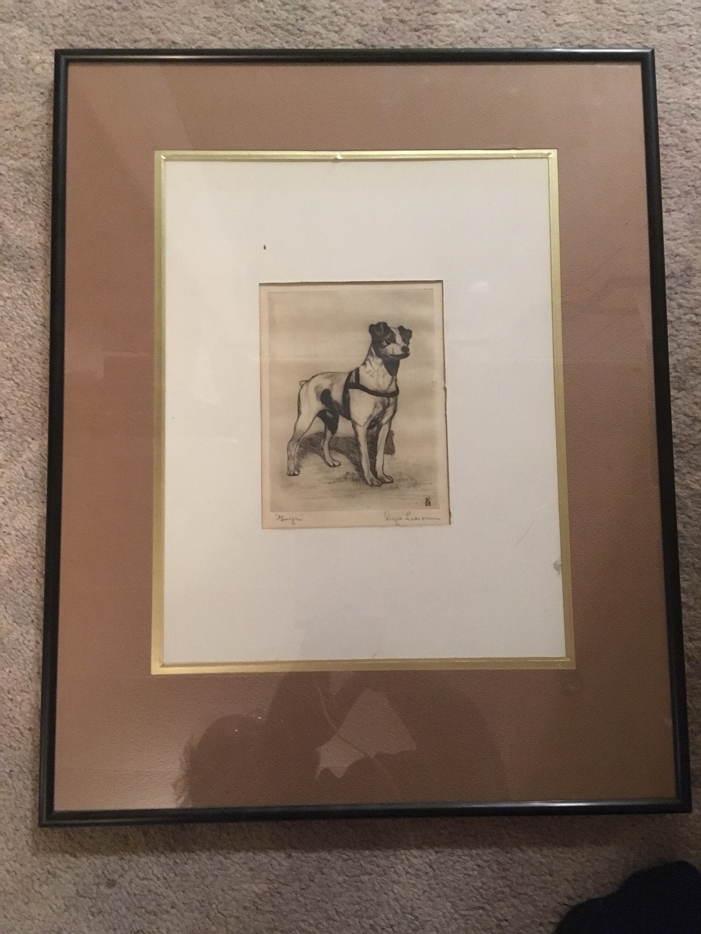 Signe Larson Signed Print From 1933 "ginger" (her Dog) Etching on Silk ...