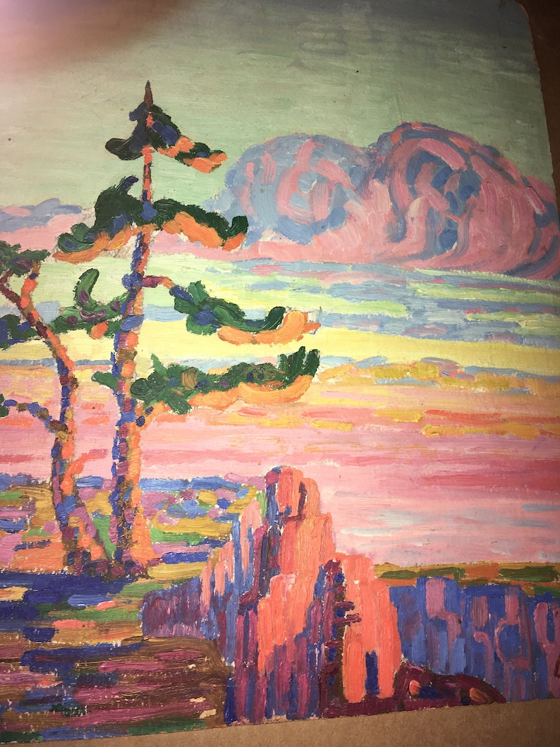 Birger Sandzen Student Original Painting From the 1930's Oil on Board ...