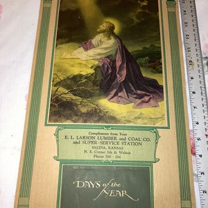 1935 Calendar With Lithographic Art christ in - Etsy