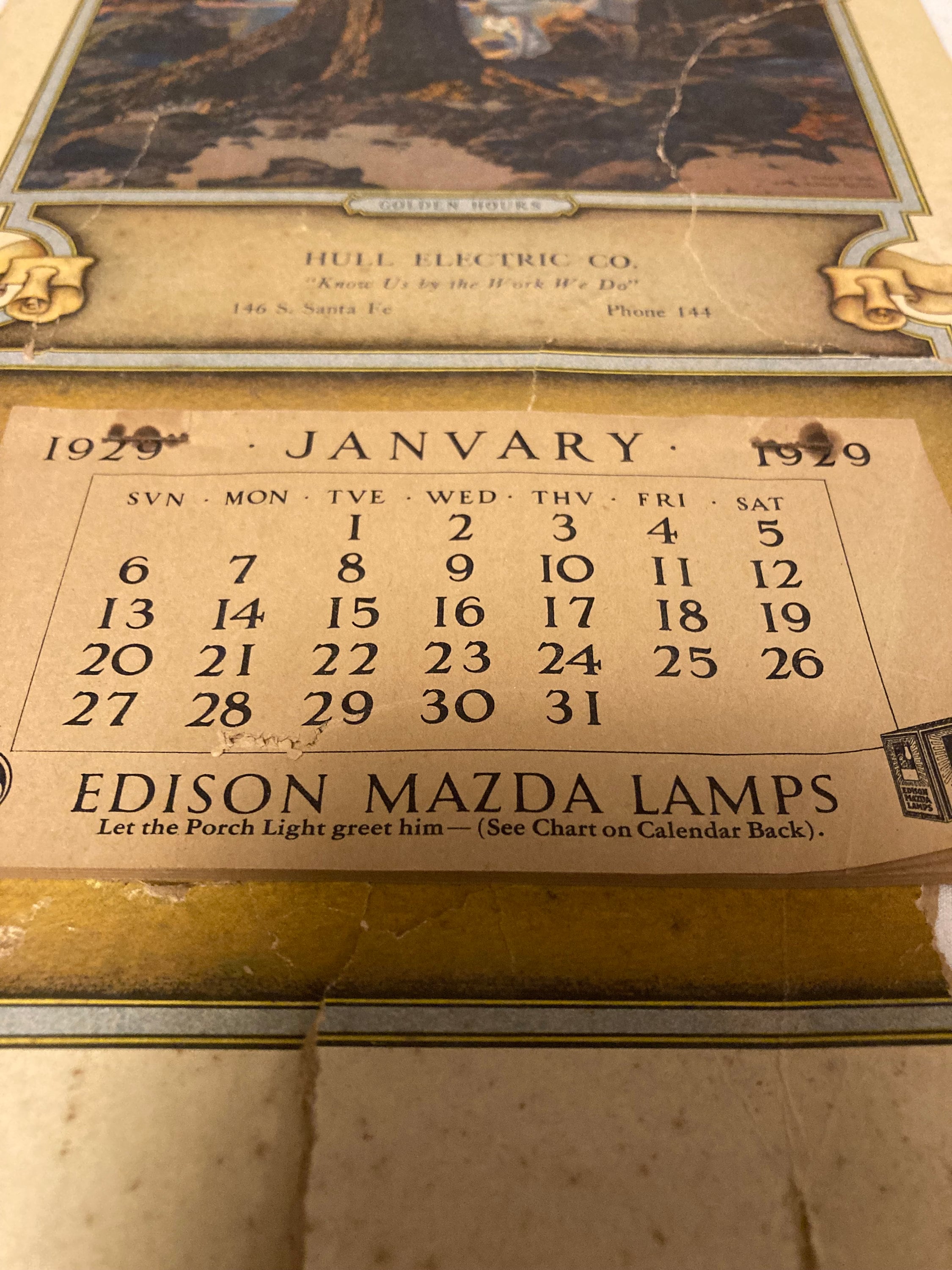 Maxfield Parrish "golden Hours" 1929 Edison Mazda Calendar Complete but ...