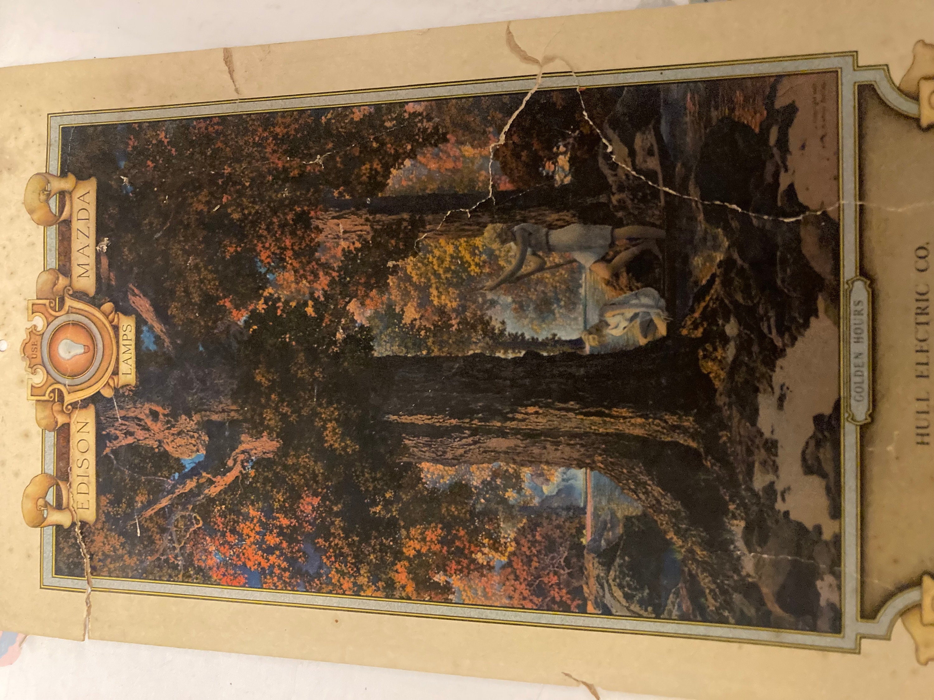 Maxfield Parrish golden Hours 1929 Edison Mazda Calendar Complete but a ...