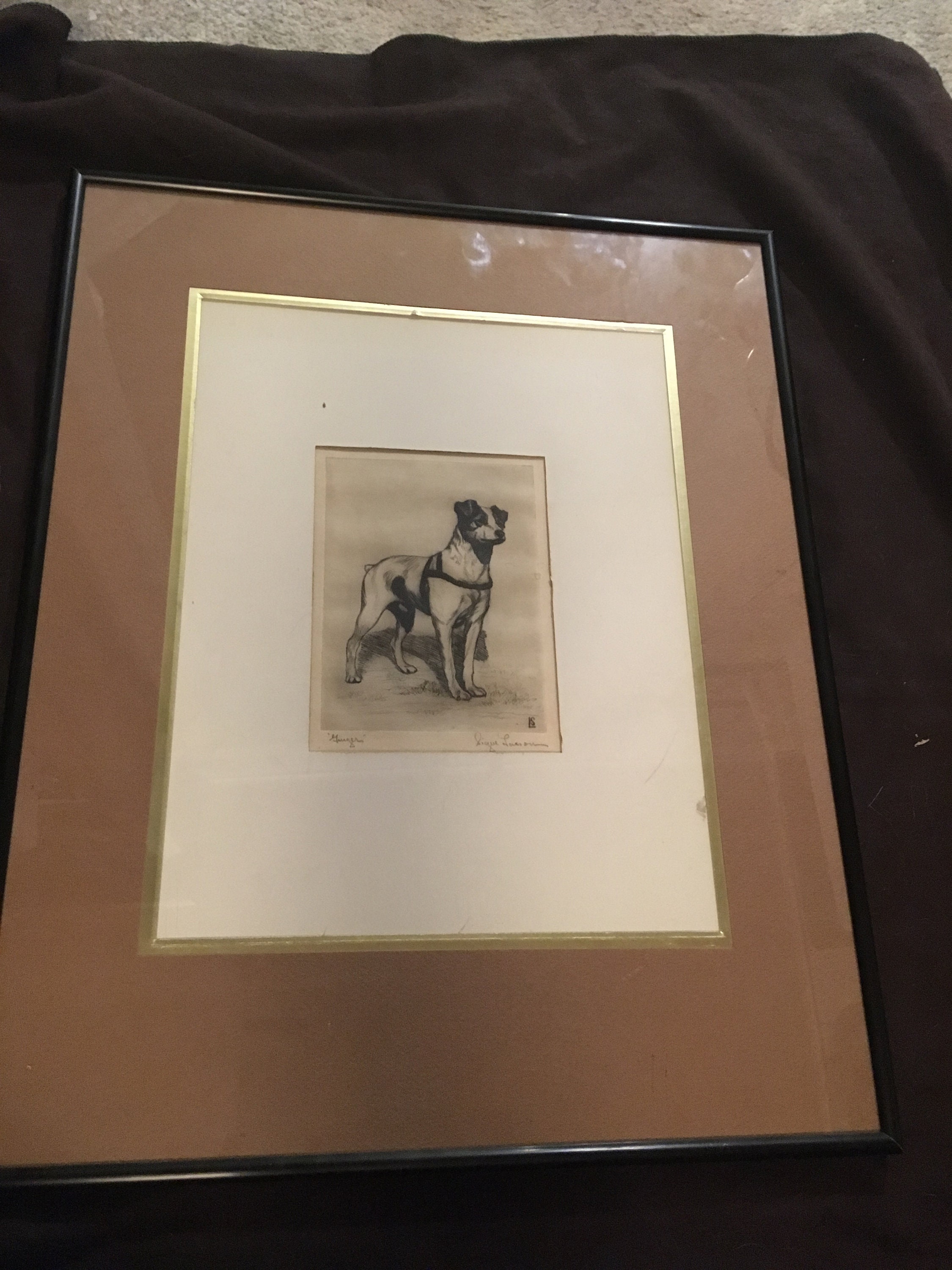 Signe Larson Signed Print From 1933 "ginger" (her Dog) Etching on Silk ...