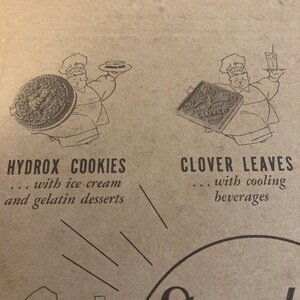 Antique 1933 Sunshine Bakers Biscuits Calendar Hydrox Cookies Crackers ...