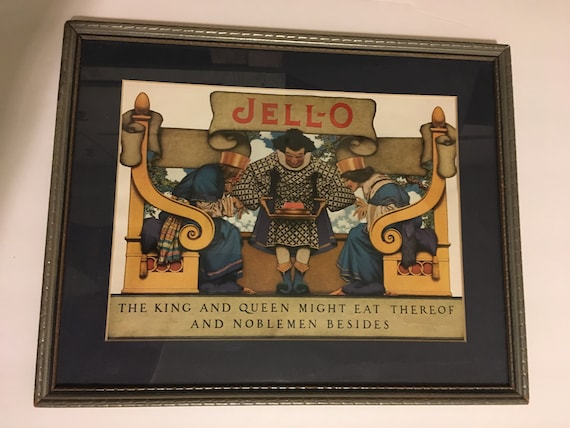 Original Framed Maxfield Parrish Jello Advertisement with King & Queen ...