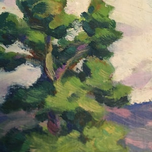 Signe Larson Oil on Board Painting of Tree by Pond, Famed Artist Friend ...