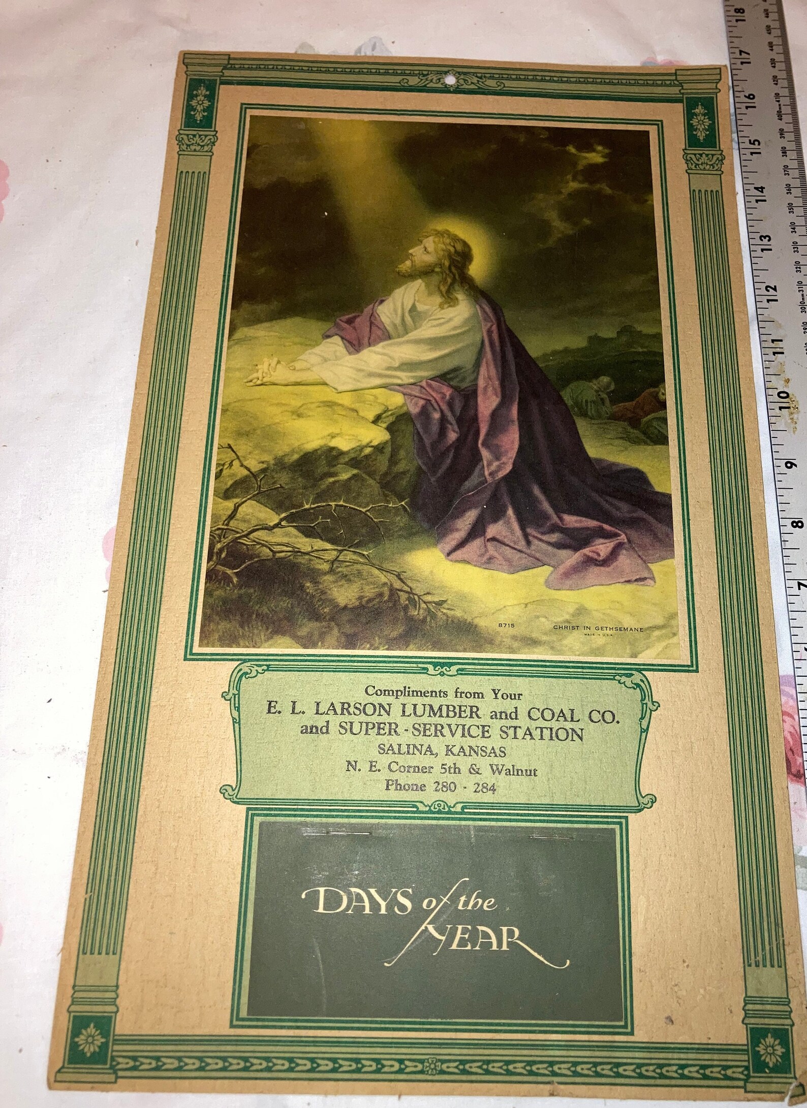 1935 Calendar With Lithographic Art "christ in Gethsemane" by Heinrich ...