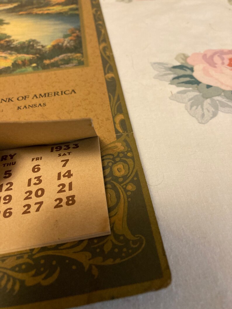 1933 Calendar From the National Bank of America, Salina Kansas ...