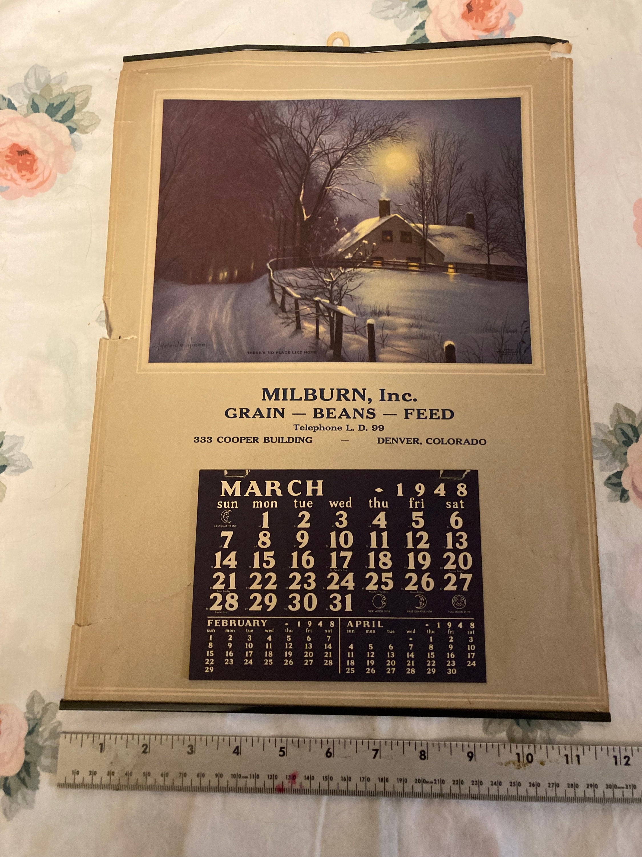 1948 Adelaide Hiebel Lithograph Calendar Produced by Gerlach Barklow ...
