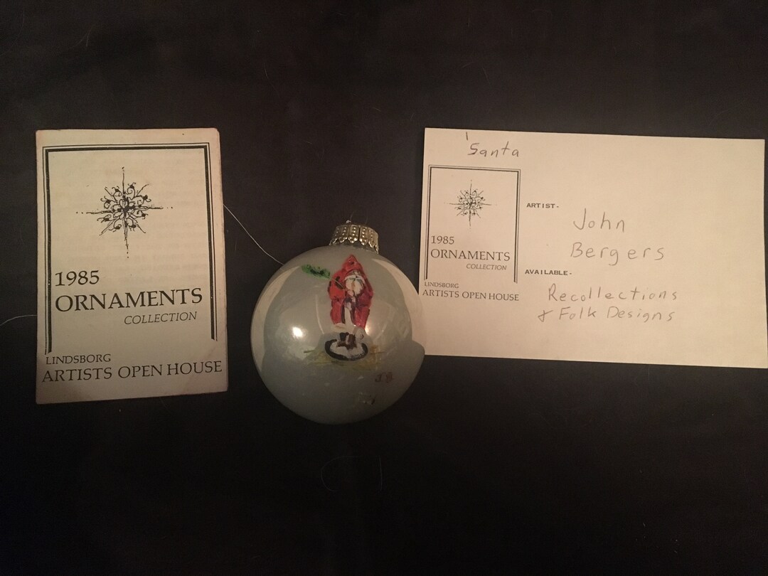 Original 1985 John Blake Bergers Painted Santa Glass Christmas Ornament ...