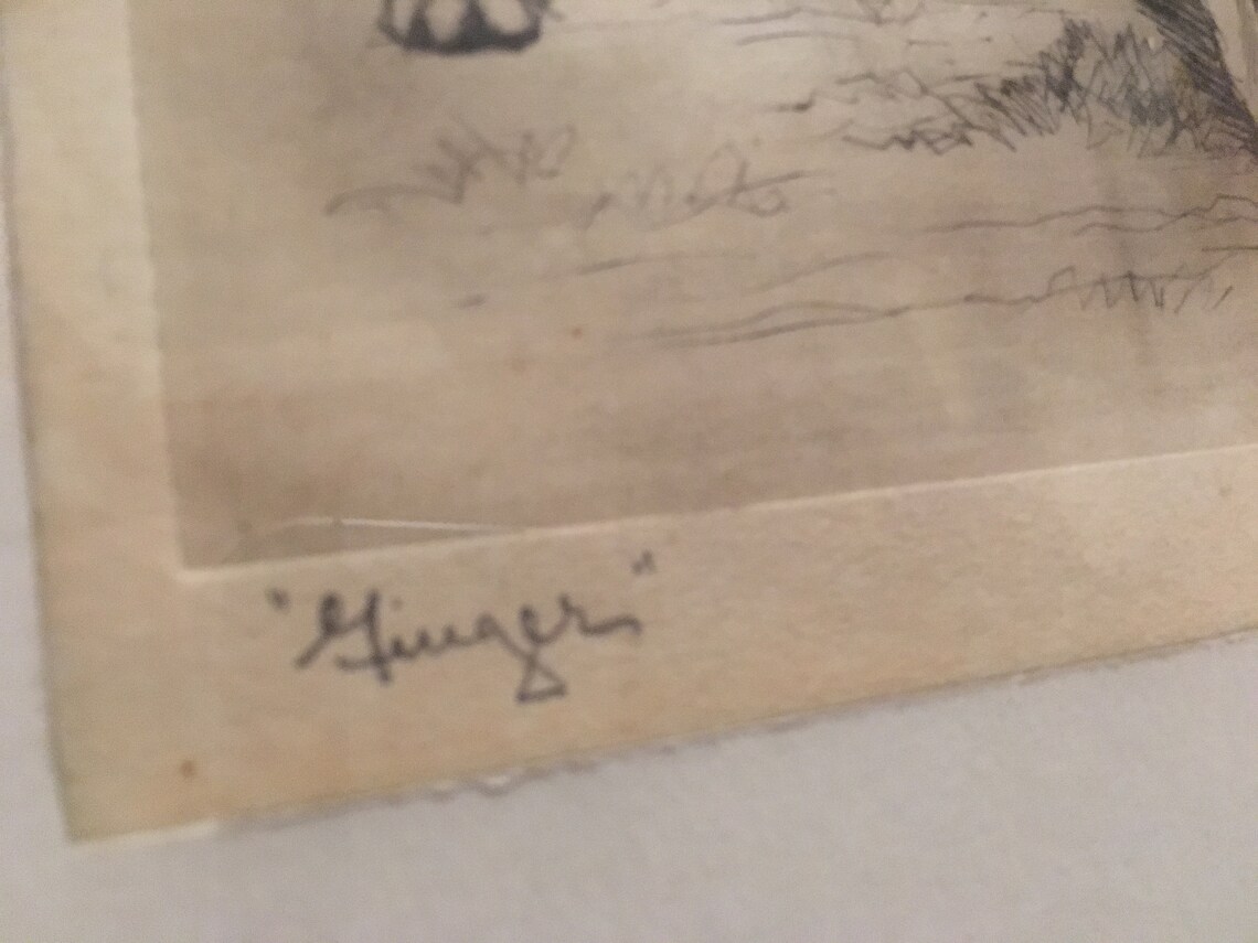 Signe Larson Signed Print From 1933 "ginger" (her Dog) Etching on Silk ...