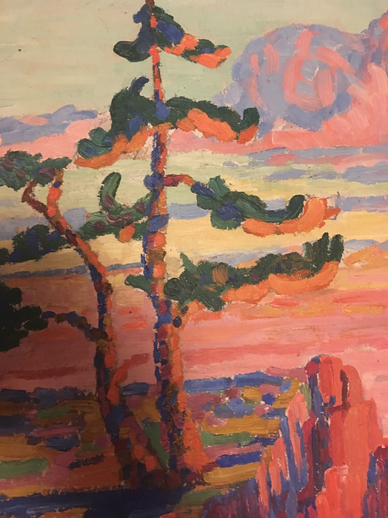 Birger Sandzen Student Original Painting From the 1930's Oil on Board ...