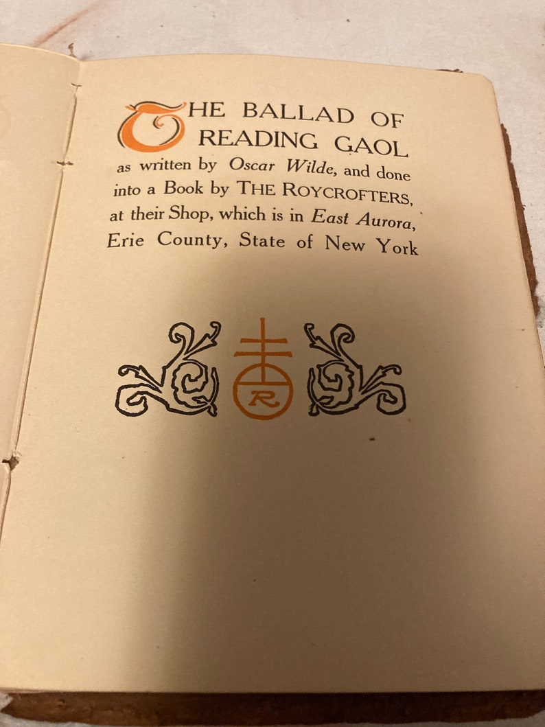 1905 the Ballad of Reading Gaol by Oscar Wilde Published by Roycroft ...