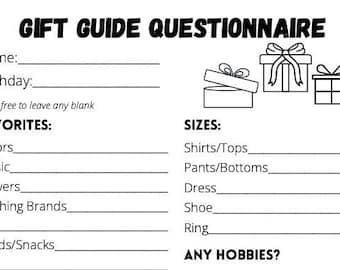 Gift Questionnaire | Etsy