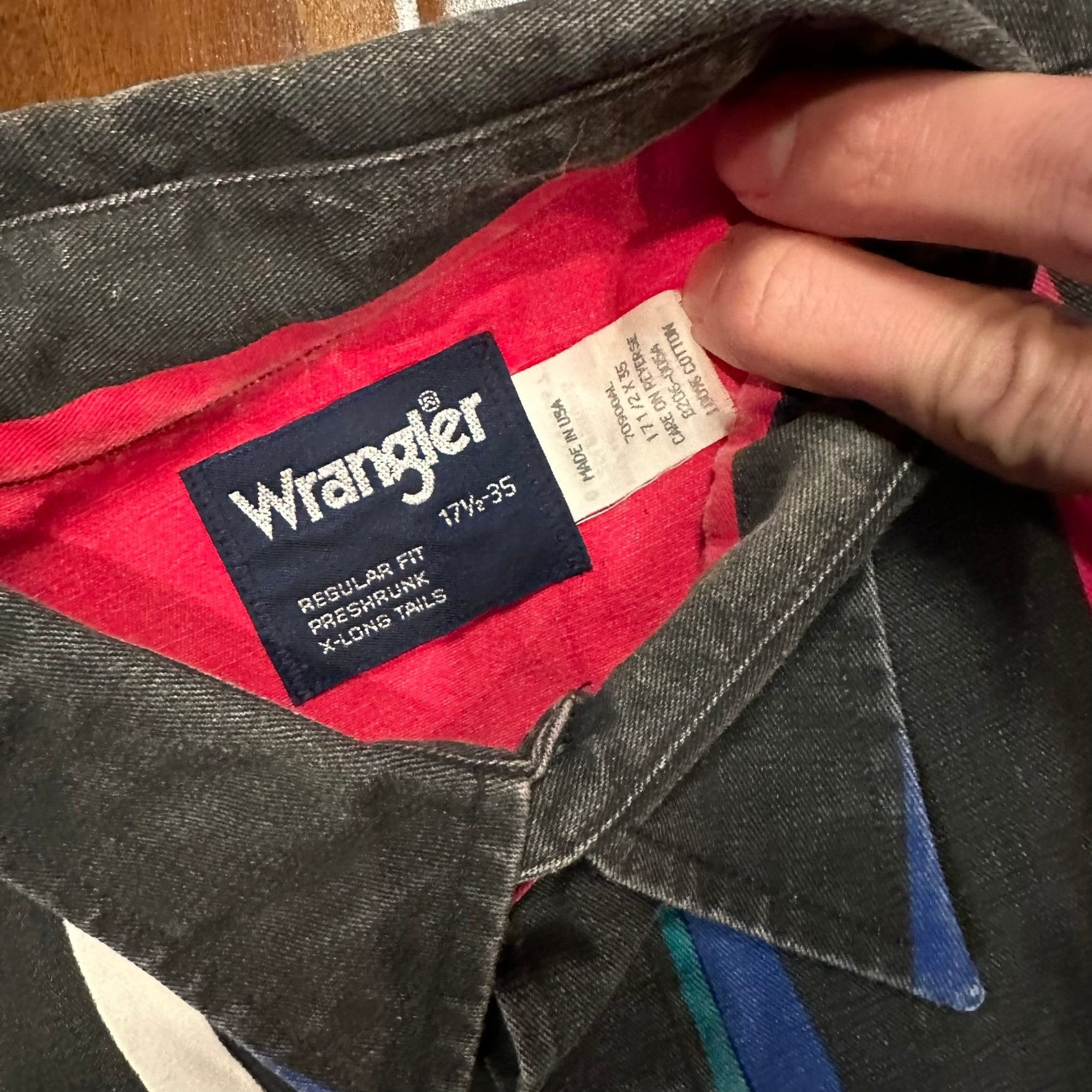 Vintage Wrangler Striped Brushpopper Button up Western Shirt Size 17 ...