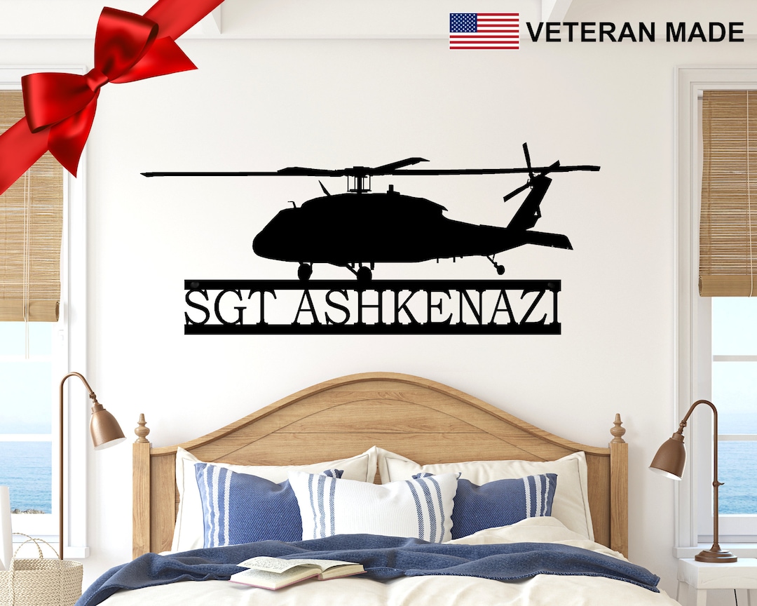 Helicopter Black Hawk Personalized Metal Sign, Military UH-60 Blackhawk ...