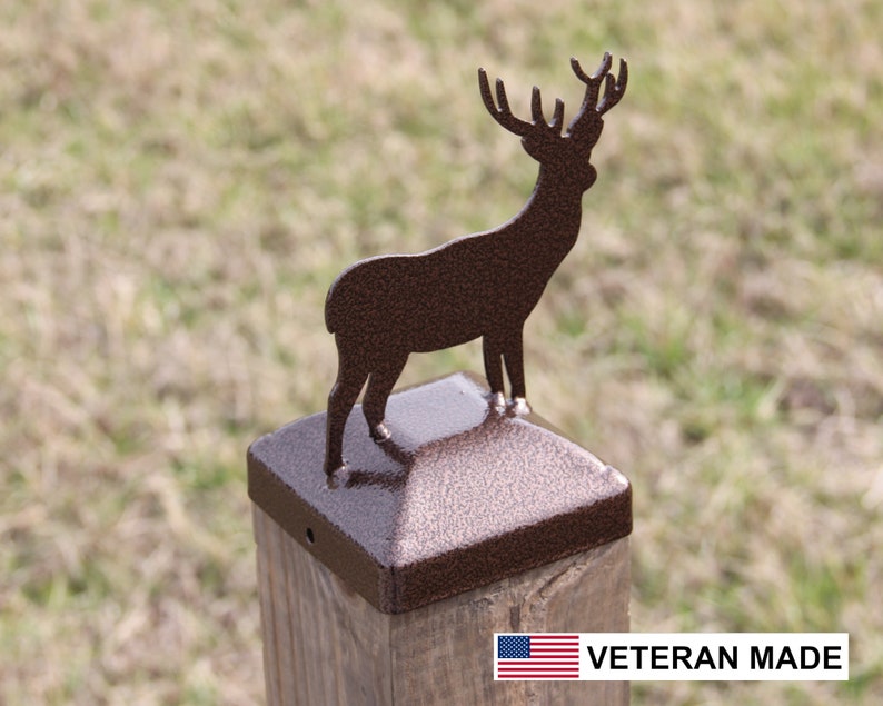 4x4 Deer Post Cap fits 3.5 X 3.5 Wood Post, Buck Finial Topper, Male ...