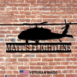 Helicopter Black Hawk Personalized Metal Sign, Military UH-60 Blackhawk ...