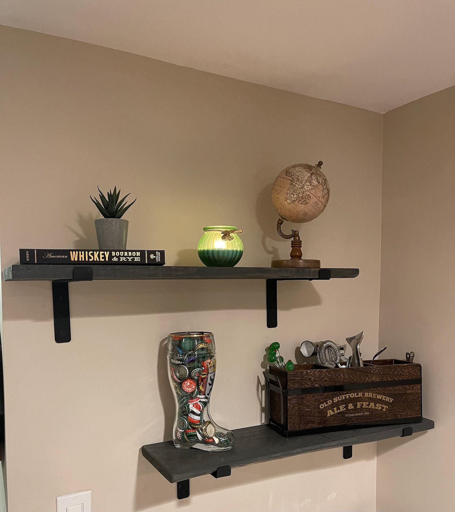 Rustic Farmhouse Style Shelf, L Brackets and Hardware for Installation ...