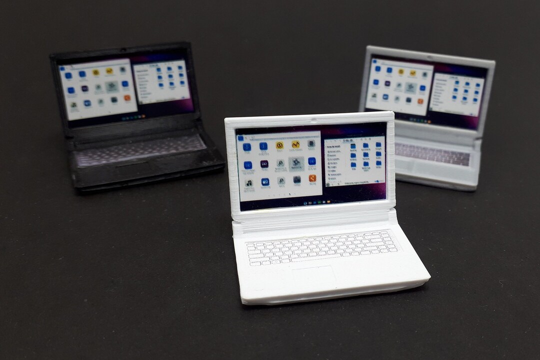 Miniature Laptop Scale 1/12, for Diorama, Dollhouse, Miniature Showcase ...